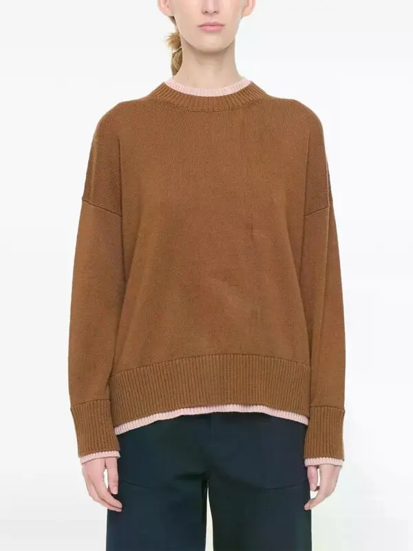 Plan C Contrast-trim Double-layered Sweater