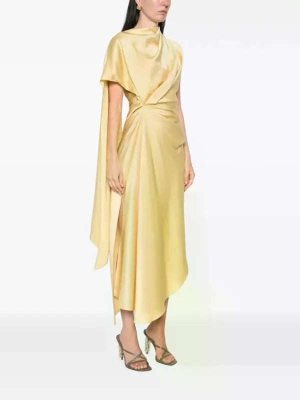 DE LA VALI Lunessa Draped Asymmetric Dress