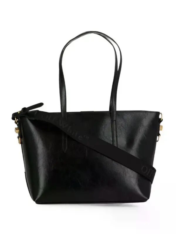 Off-White Diagonal-stripe Binder-clip Tote Bag