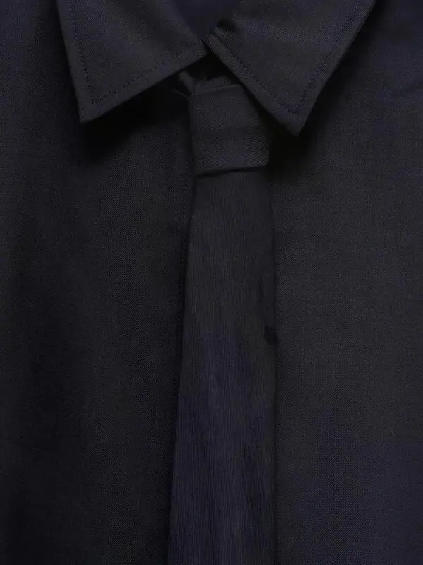 THE FRANKIE SHOP Peri Tie Neck Shirt Navy
