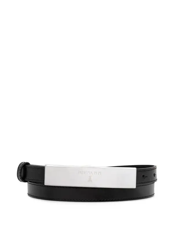 Patrizia Pepe Logo-engraved Plaque Belt - Black