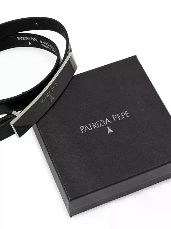 Patrizia Pepe Logo-engraved Plaque Belt - Black