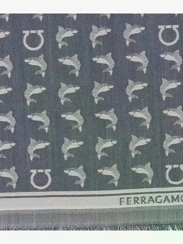 FERRAGAMO Shark Print Jacquard Scarf