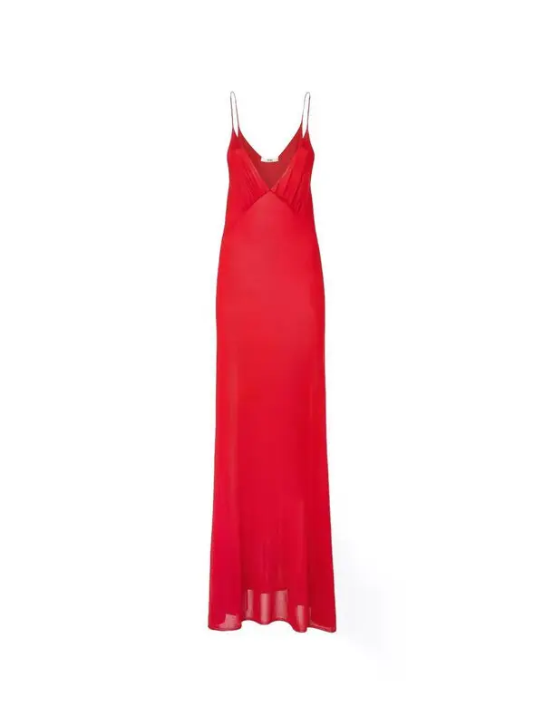 Fendi V-neck Silk Dress - Red