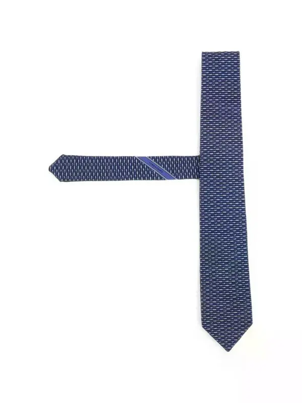 FERRAGAMO Geometric-print Silk Tie - Blue