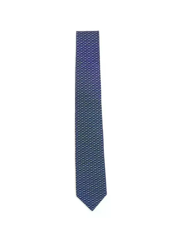 FERRAGAMO Geometric-print Silk Neck Tie - Blue