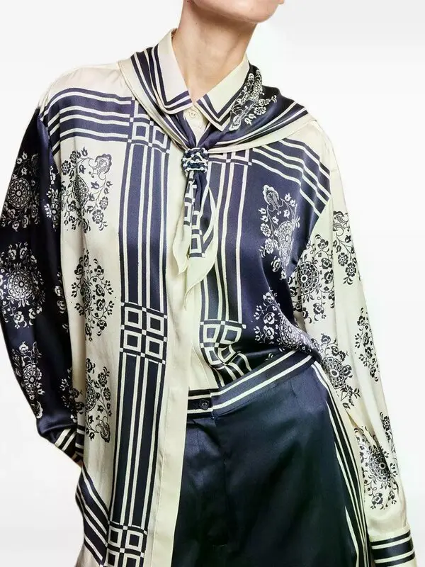 ALEMAIS Banderra Scarf Silk Shirt