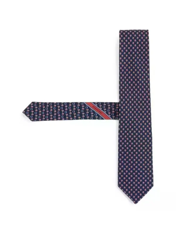 FERRAGAMO Mini Fish Print Silk Tie - Blue