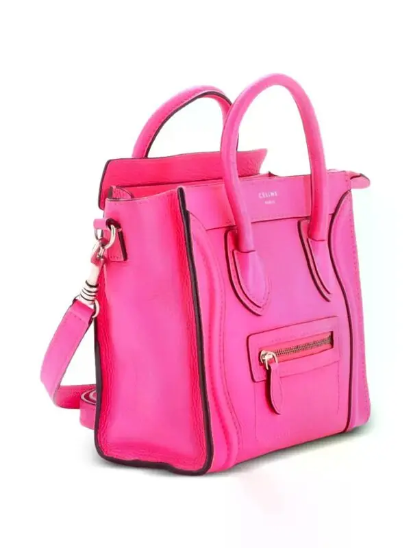 Celine Grainy Leather Nano Crossbody Luggage Bag - Pink