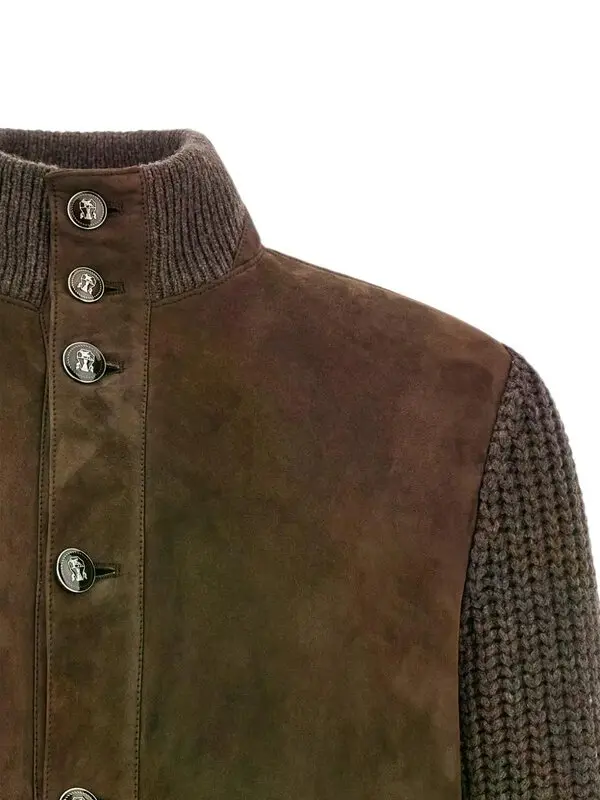 Brunello Cucinelli Suede-panel Ribbed-knit Jacket