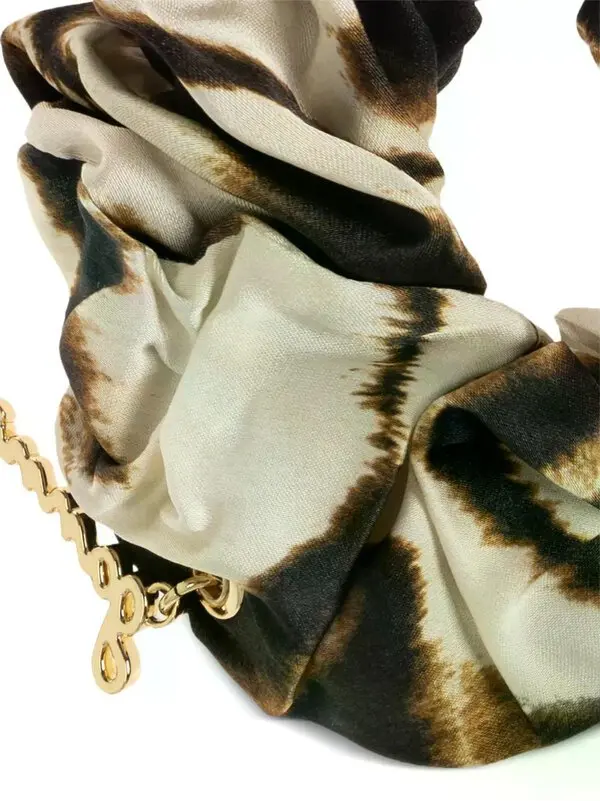 GANNI Leopard-print Logo-charm Scrunchie
