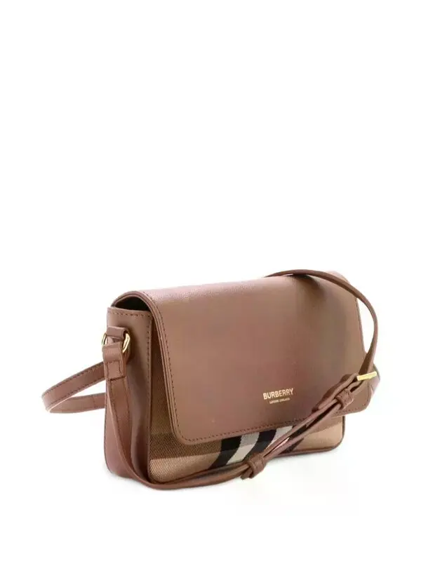Burberry New Hampshire House Check Canvas And Leather Small Shoulder Bag