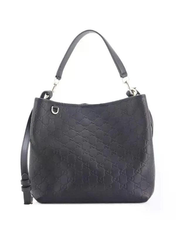 Gucci Gg Emblem Gg Embossed Leather Medium Bucket Bag