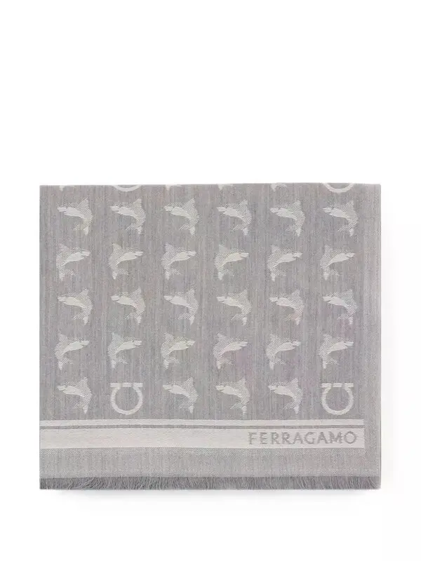 FERRAGAMO Shark Print Jacquard Scarf
