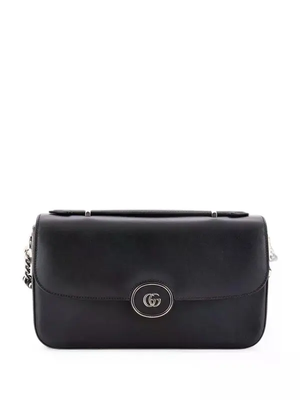 Gucci Petite Gg Flap Shoulder Bag Leather Small Crossbody Bag - Black