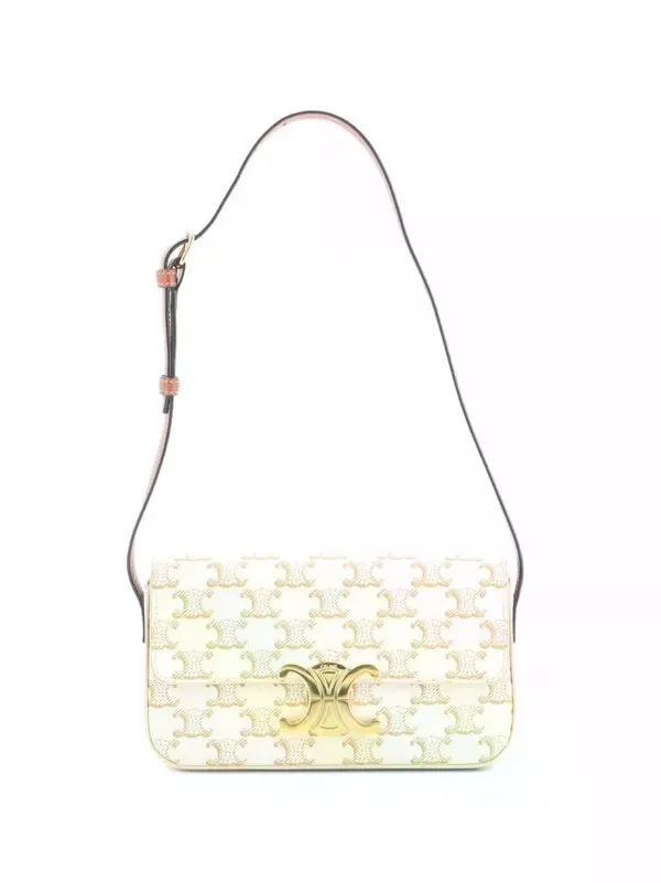 Celine Triomphe East-west Shoulder Bag In Coated Canvas - Neutrals