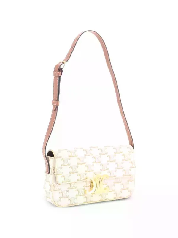 Celine Triomphe East-west Shoulder Bag In Coated Canvas - Neutrals