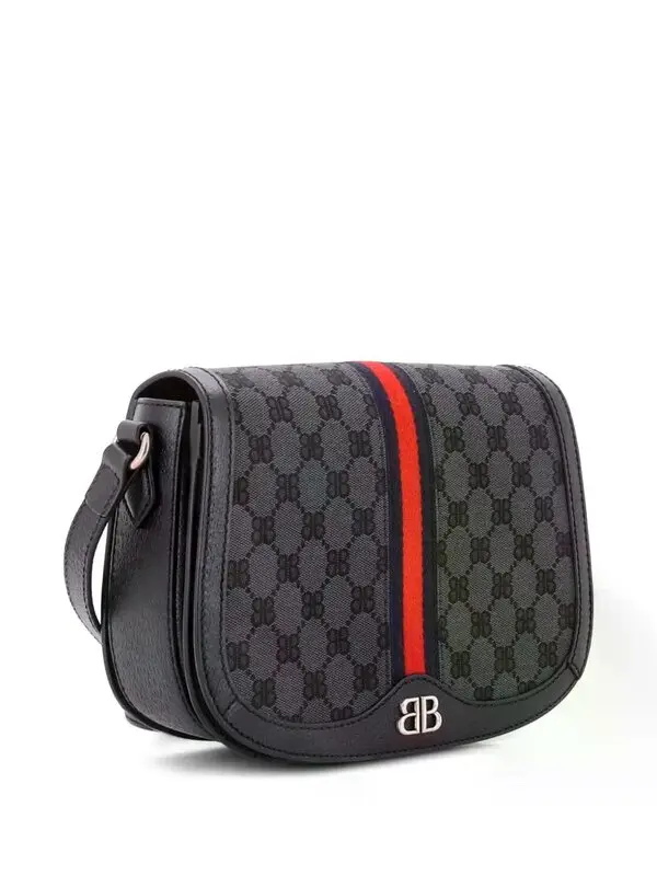 Gucci X Balenciaga The Hacker Project Flap Messenger Bag Bb Canvas Medium Shoulder Bag - Black