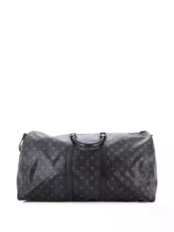 LOUIS VUITTON Keepall Bandouliere Bag Monogram Eclipse Canvas 55 Travel Bag