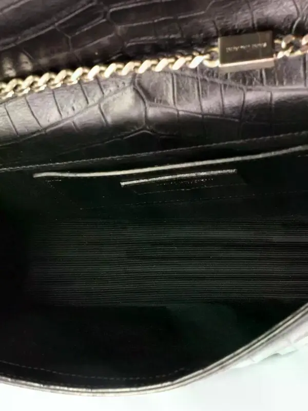 Saint Laurent Classic Monogram Tassel Crocodile Embossed Leather Medium Crossbody Bag