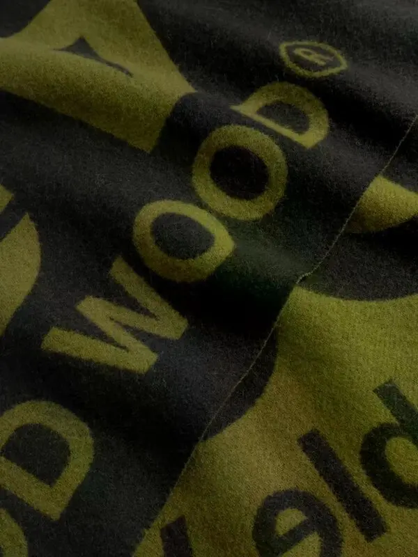 Wood Wood Wwleon Logo-print Fringed Scarf - Green
