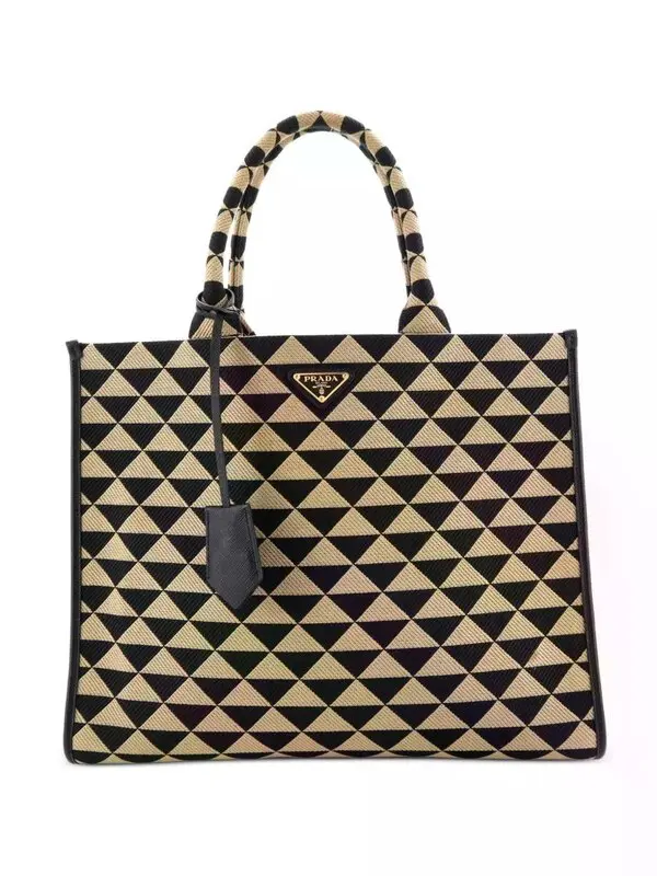 Prada Symbole Jacquard Large Tote Bag - Neutrals