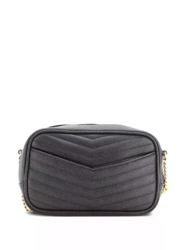 Saint Laurent Lou Camera Bag Matelasse Chevron Leather Mini Cross Body Bag - Black