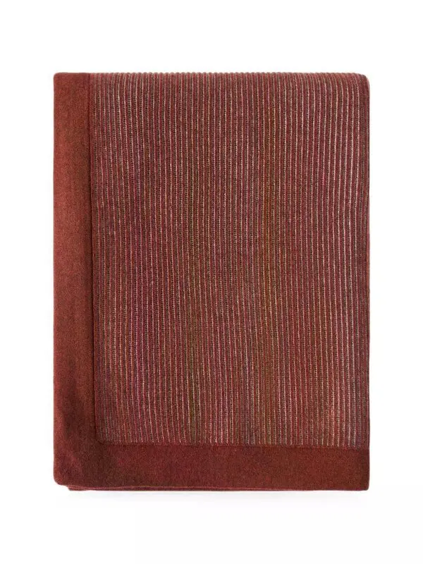 Brunello Cucinelli English Rib-knit Contrast-border Throw - Red
