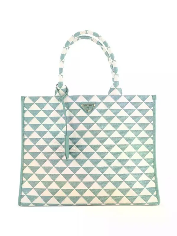 Prada Jacquard Large Tote Bag - Green