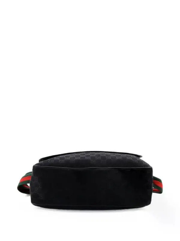 Gucci Web Strap Flap Messenger Gg Canvas Medium Crossbody Bag