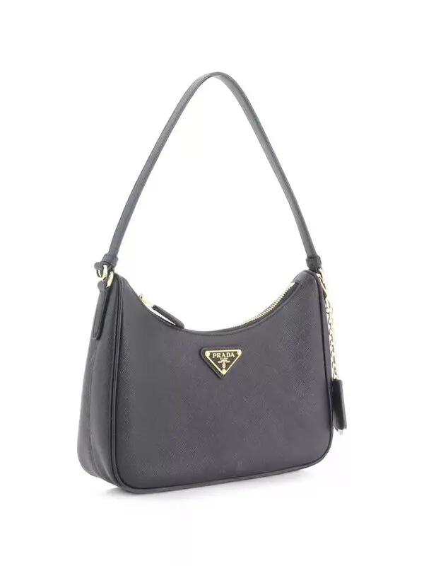 Prada Adjustable Handle Zip Saffiano Leather Mini Hobo Bag