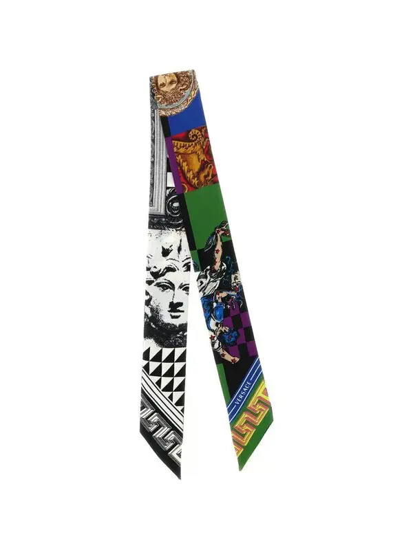 Versace Medusa Collage Silk Scarf - Black