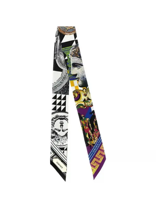 Versace Medusa Collage Silk Scarf - Black