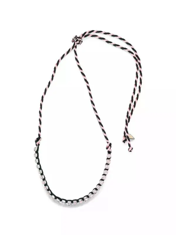 FORTE_FORTE Braided Crystal-embellished Necklace - Black