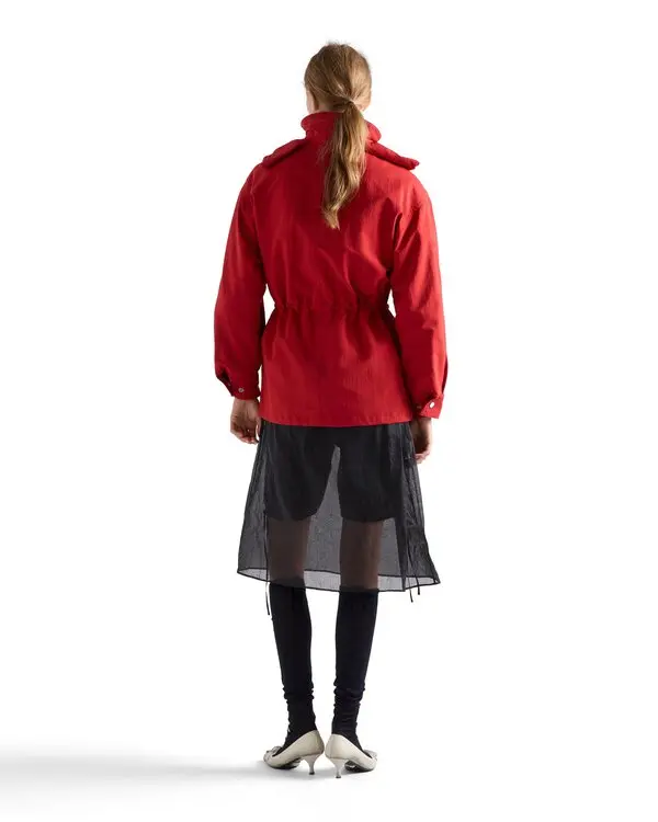 Prada Technical Fabric Parka With Shearling Trim