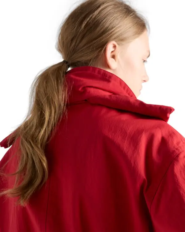 Prada Technical Fabric Parka With Shearling Trim