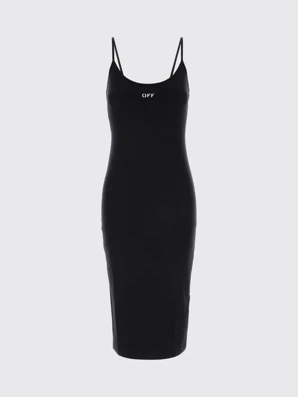 Off-White Slim Fit Stretch-jersey Midi Sheath Dress With U-neck
