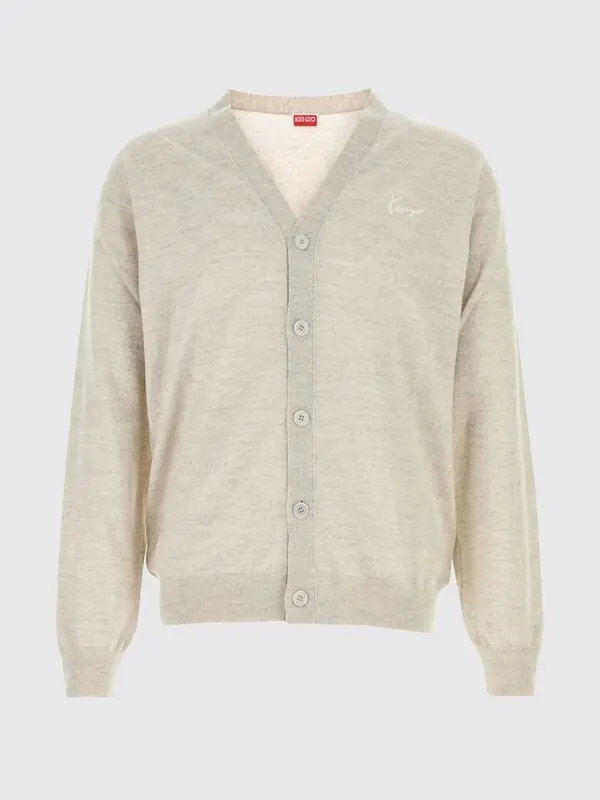 Kenzo Wool V-neck Cardigan With Contrasting Embroidered Logo