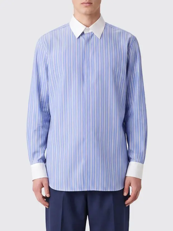 TOM FORD Striped Pure Silk Shirt With Concealed Buttoning