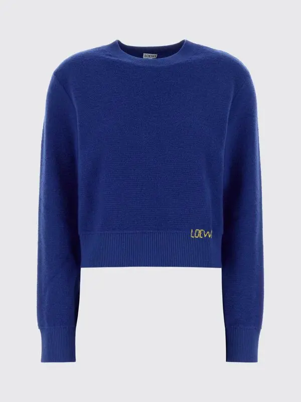 Loewe Long-sleeved Wool Crewneck Sweater With Contrast Logo
