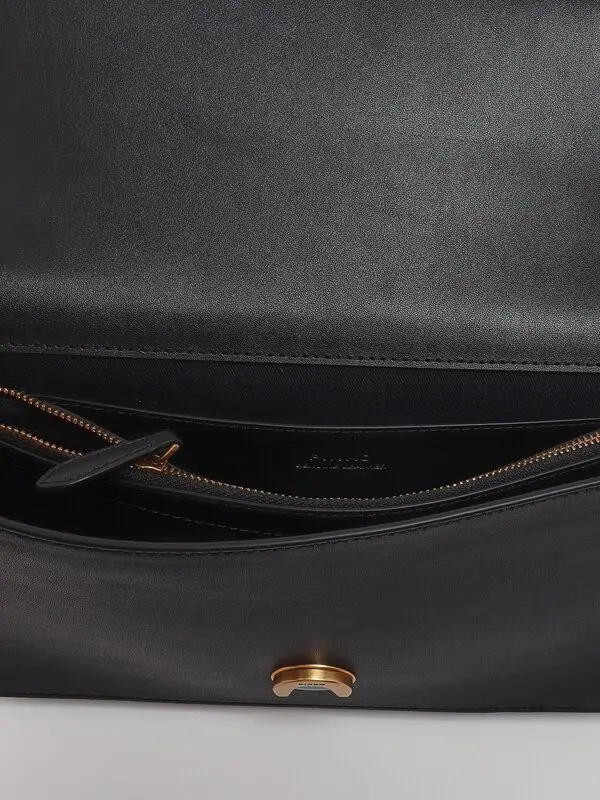 Pinko Love One Classic Smooth Leather Crossbody Bag With Studs And Logo Buckle - Black