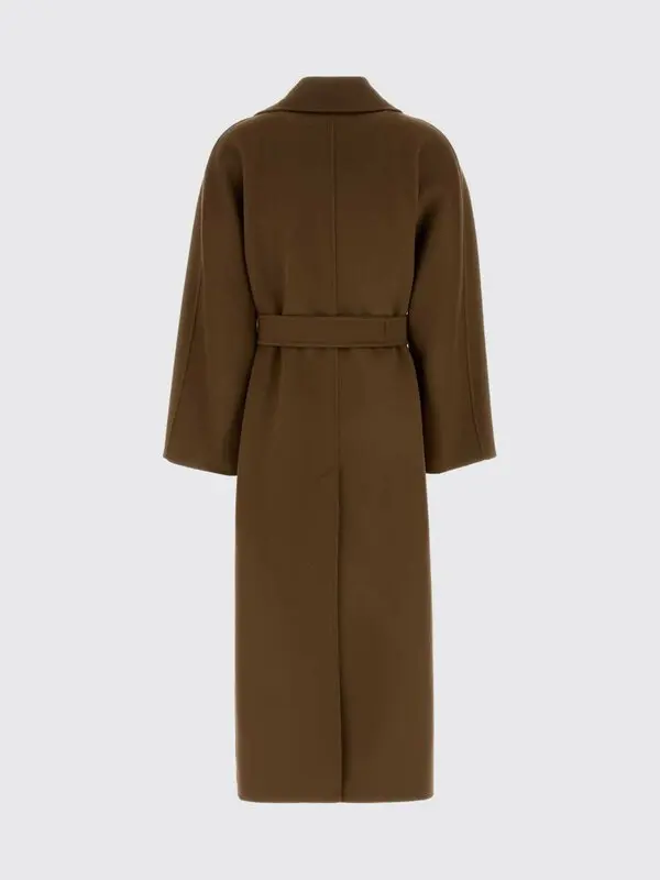 Max Mara Long Virgin Wool Robe Coat With Waist Tie-belt