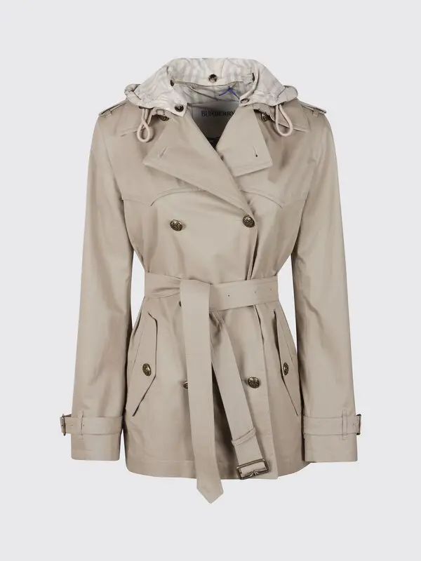 Burberry Foxfield Short Hooded Double-breasted Trench Coat In Cotton