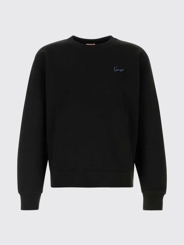 Kenzo Crewneck Cotton Sweatshirt With Contrast Logo Print On The Chest - Black