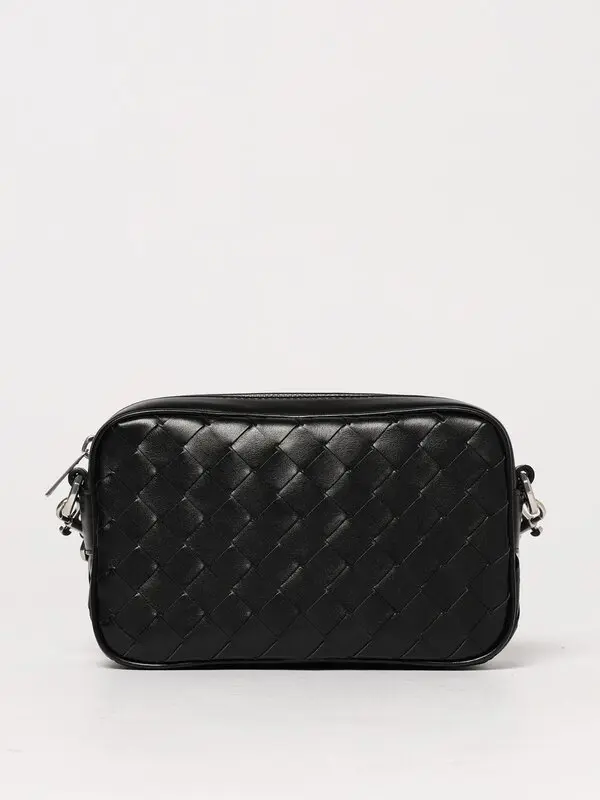 Bottega Veneta Woven Calfskin Leather Camera Bag - Black