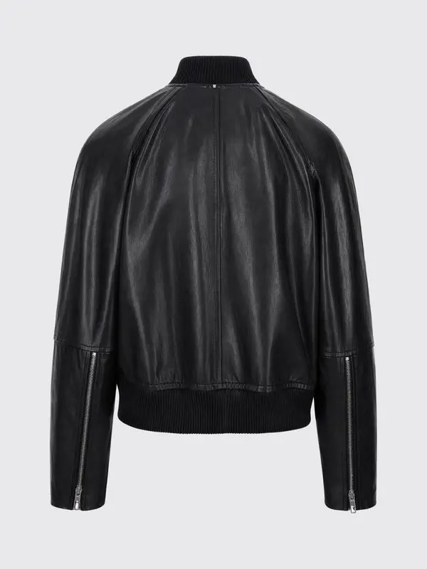 Sportmax Amour Cropped Lambskin Bomber Jacket - Black