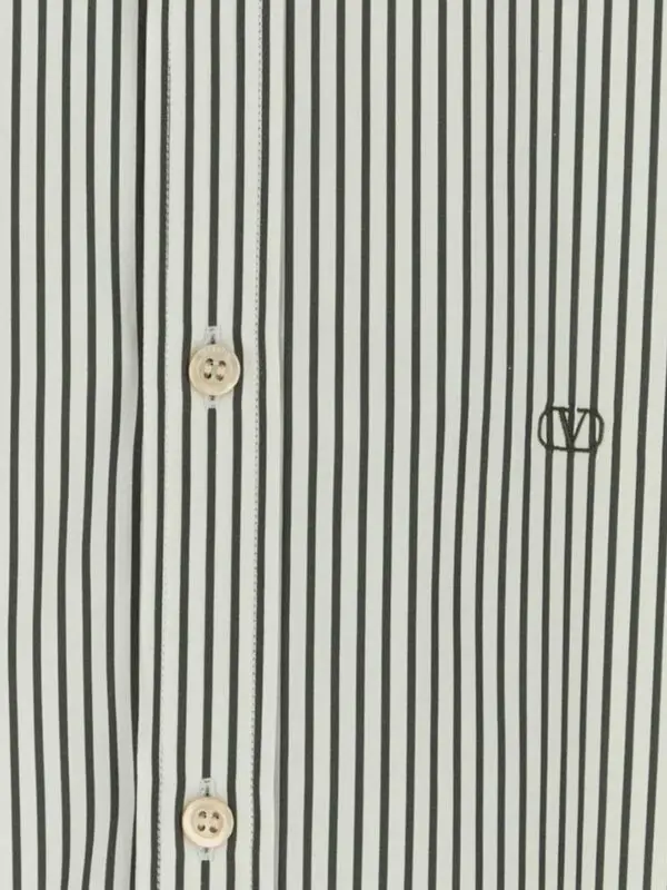 Valentino Garavani Striped Cotton Shirt With Vlogo Signature Embroidery