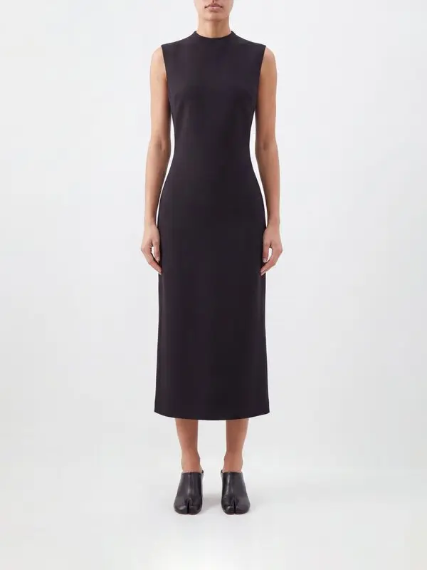 MAISON MARGIELA Sleeveless Midi Sheath Dress In Wool With Four Stitches