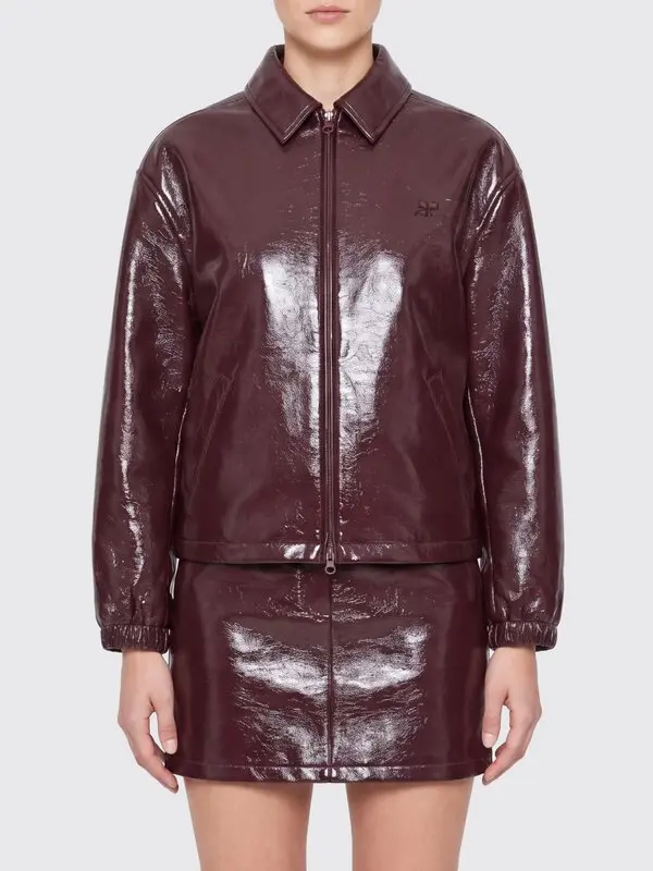 COURREGES Cropped Patent-effect Coated Cotton Jacket With Zip