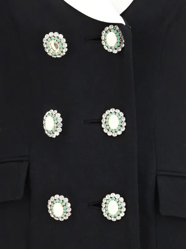 SELF-PORTRAIT Double-breasted Blazer Mini Dress In Wool With Jeweled Buttons
